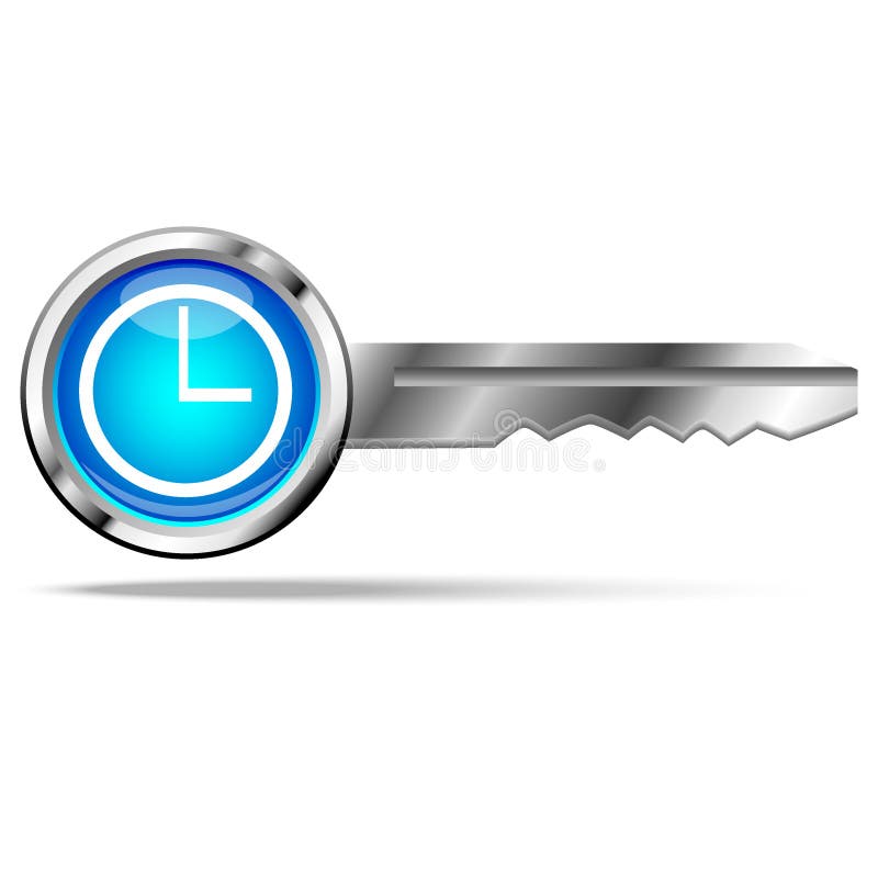 Clock icon on blue key stock vector. Illustration of clock - 213081393