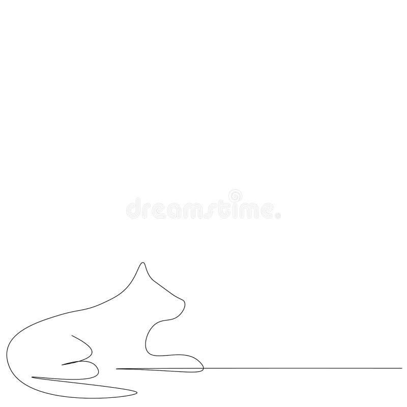Cat Animal Silhouette Line Drawing Vector Illustration Stock Vector ...