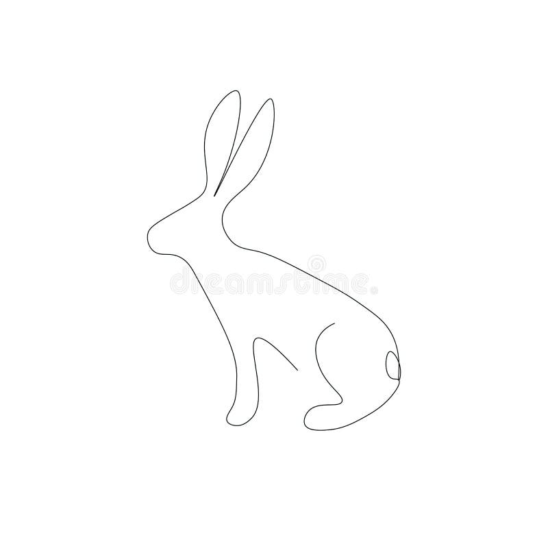 Rabbit Animal Silhouette Line Drawing, Vector Illustration Stock ...