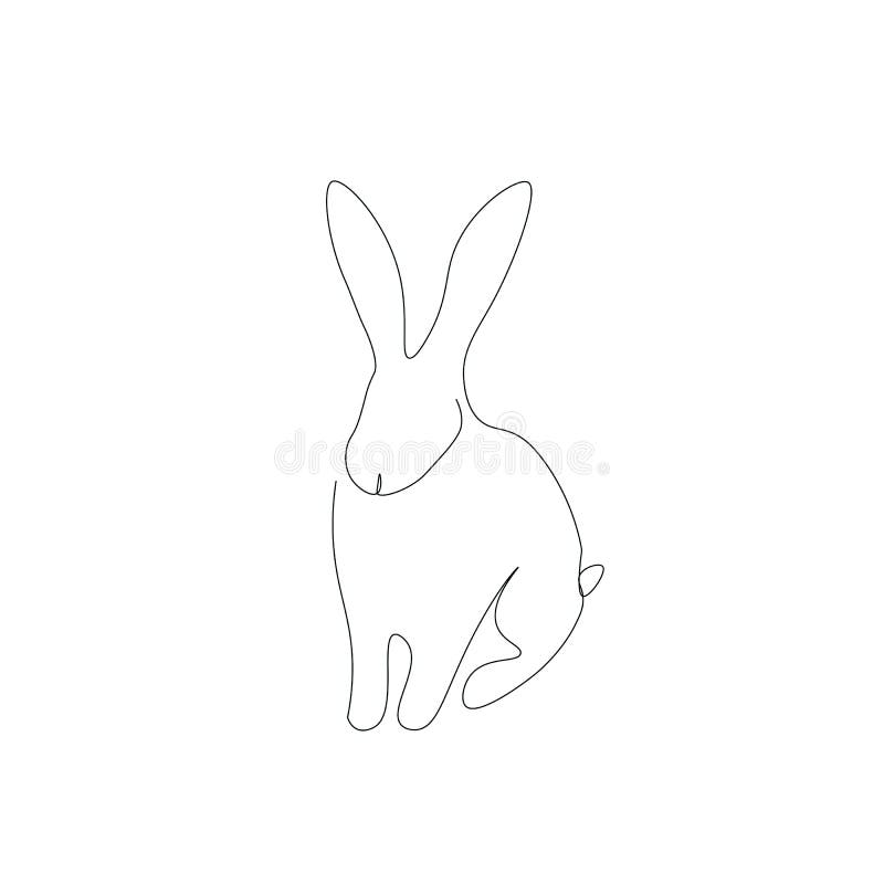 Bunny Animal Silhouette Line Drawing Vector Illustration Stock Vector ...
