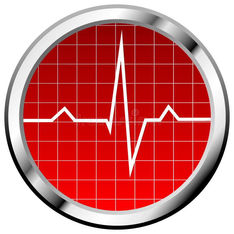 Round Red Heart Beat Monitor with Signal Stock Vector - Illustration of ...