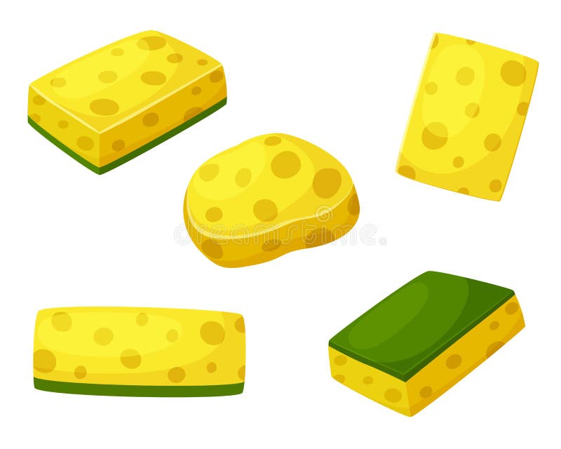 Set of Yellow Sponges. Vector Illustration of a Sponge for Washing ...