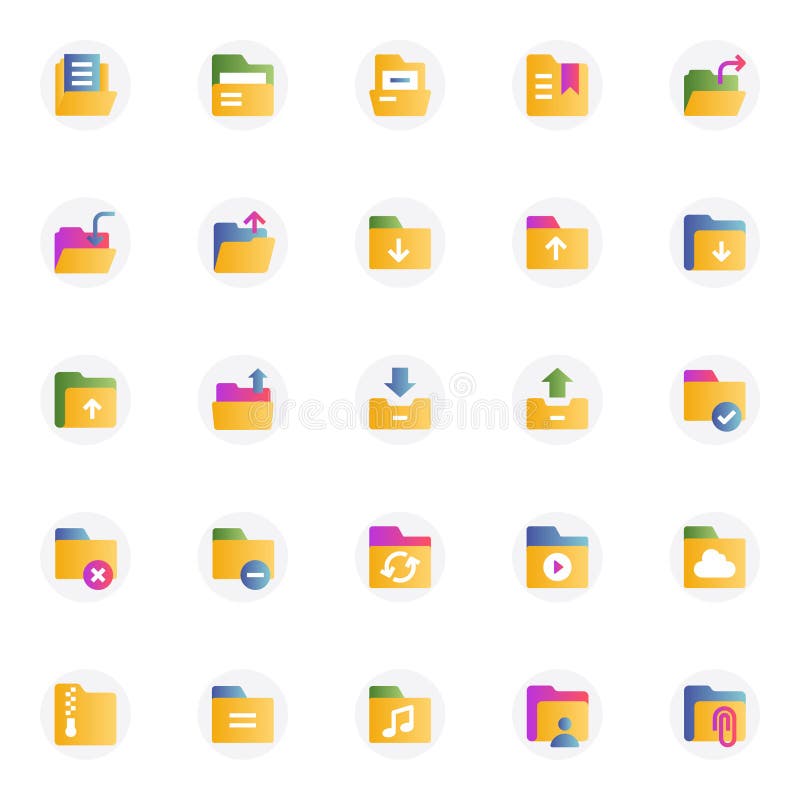 Gradient Icons for File and Folder. Stock Vector - Illustration of good ...