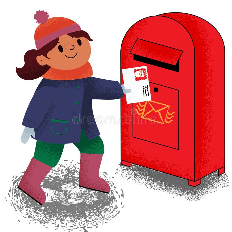 Little Girl Send Mail To Santa, Letter for Santa Claus, Prepearing To ...