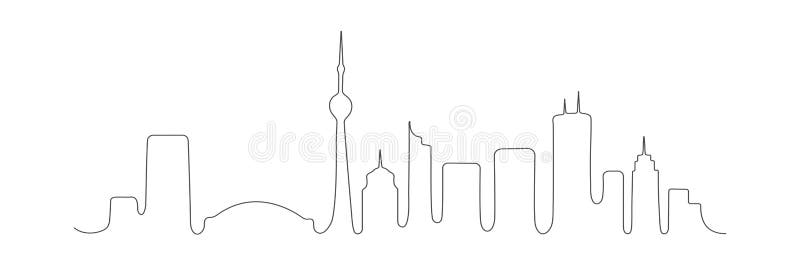 Toronto Minimal Style City Outline Skyline with Typographic. Vector ...