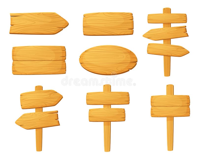 Set of Vector Cartoon Plates. Wooden Signs Stock Vector - Illustration ...