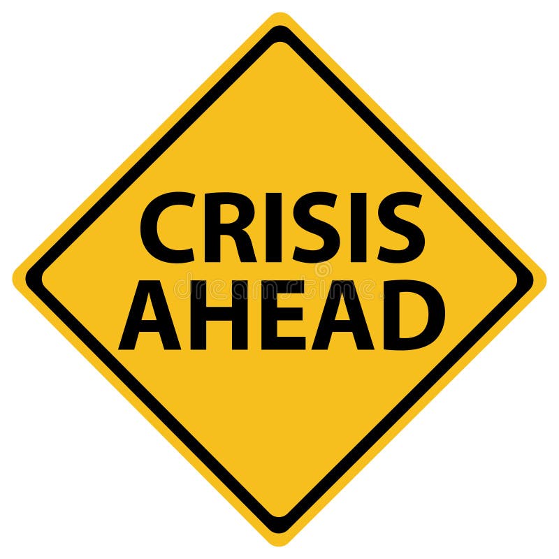 Crisis Ahead on Road Sign Isolated Stock Vector - Illustration of cliff ...