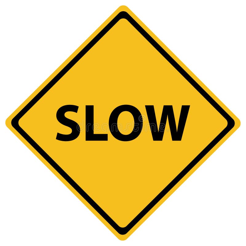 Yellow Road Sign Slow stock vector. Illustration of icon - 214002548