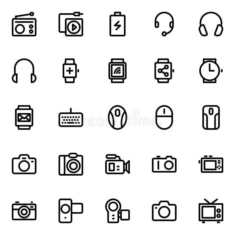 Outline Icons for Gadgets and Devices. Stock Illustration ...