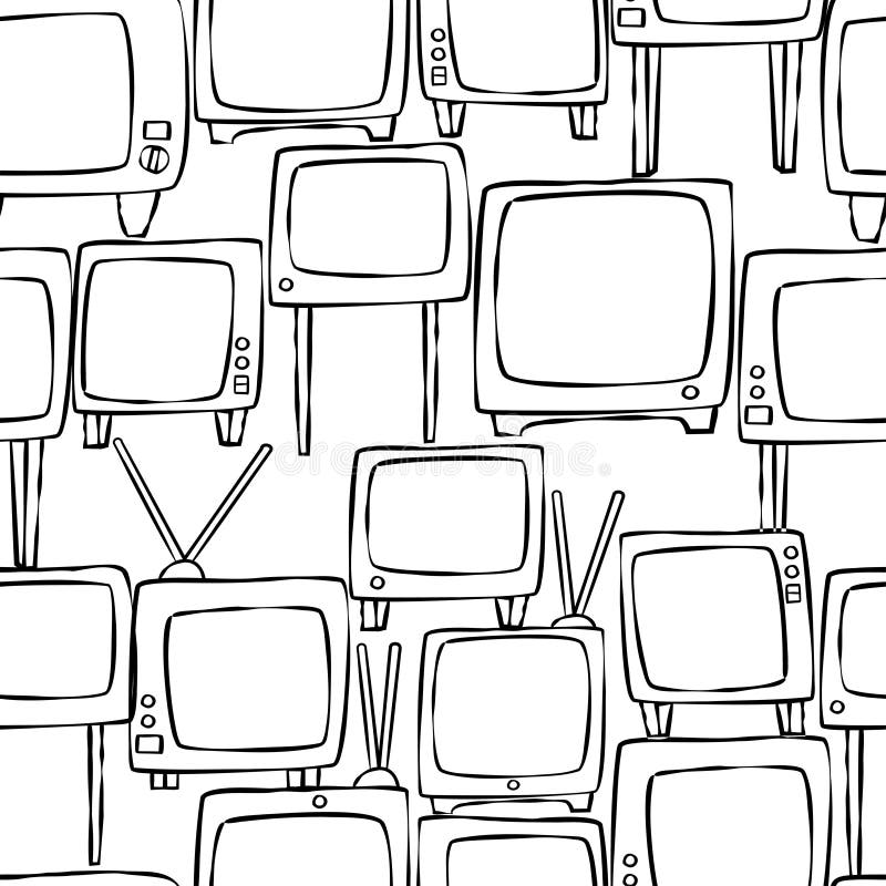 Seamless Abstract Pattern with Old TV Stock Vector - Illustration of ...