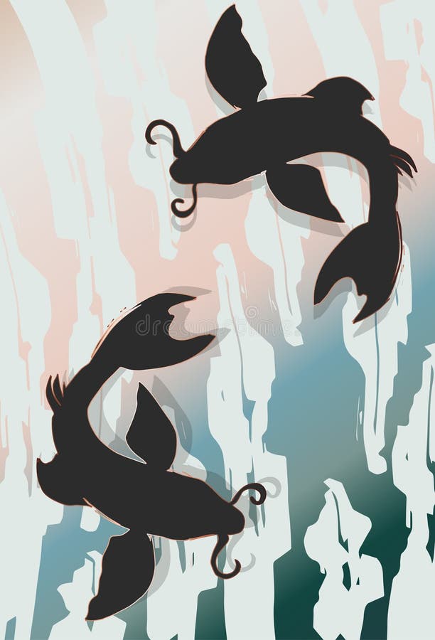 Abstract Illustration with Black Fish Stock Vector - Illustration of ...