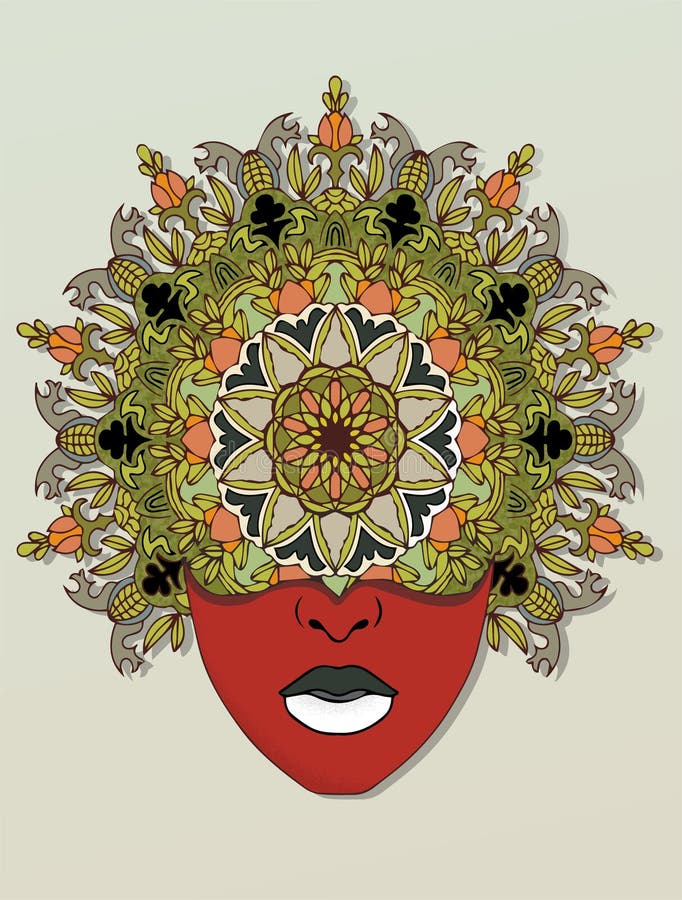 Woman S Face with Patterned Mask Stock Vector - Illustration of ...