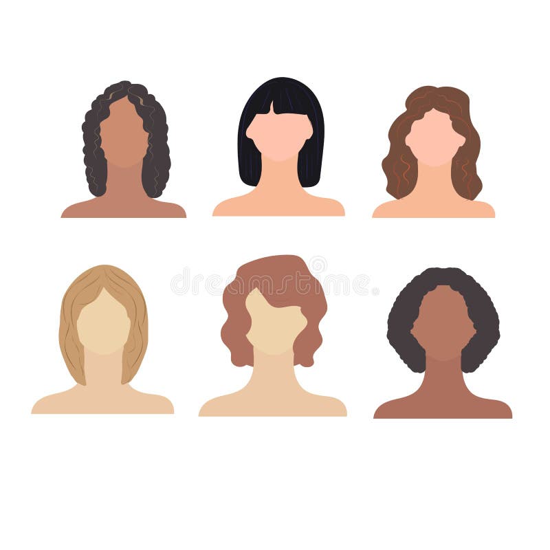 A set of female avatars. stock vector. Illustration of beautiful ...
