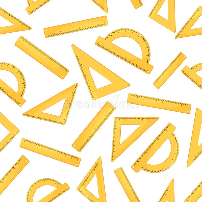 Seamless Pattern of Bright Yellow Rulers of Different Shapes. Stock ...