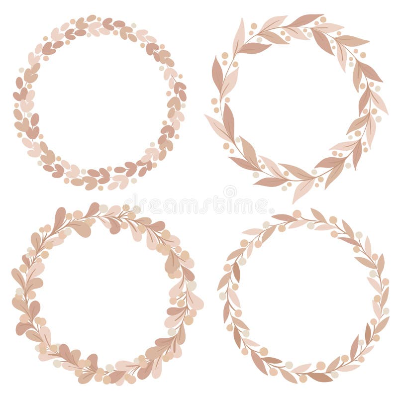 Floral Hand Drawn Decorative Beige Circle Frames Stock Vector ...