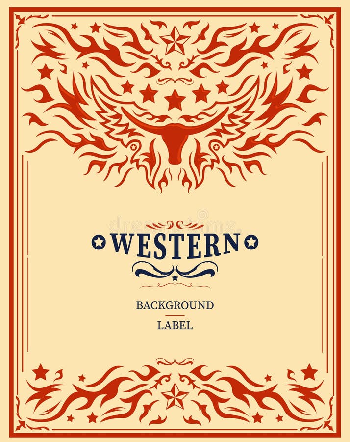 Western Style Label Design, Rodeo Post Elements. Stock Vector ...