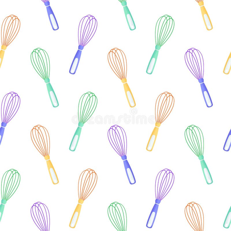 Bright Seamless Pattern of Whiskers. Vector Kitchen Tools Stock Vector ...