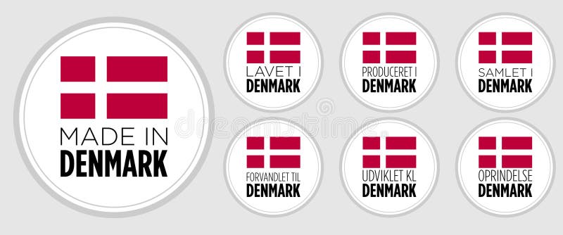 Set of Badge Logotype Made in Denmark, Lavet I Denmark Stock Vector ...