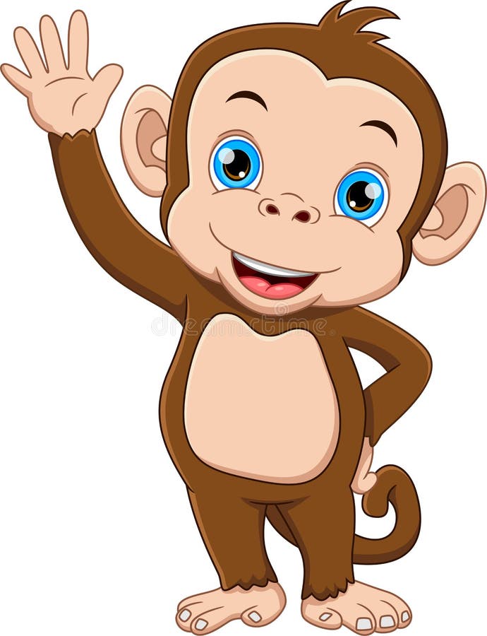 Cute monkey cartoon waving stock vector. Illustration of isolated ...