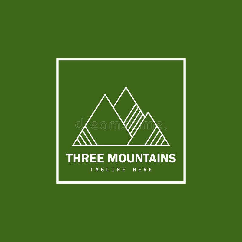Simple Line Art Three Mountains Vector Logo Template Stock Vector ...