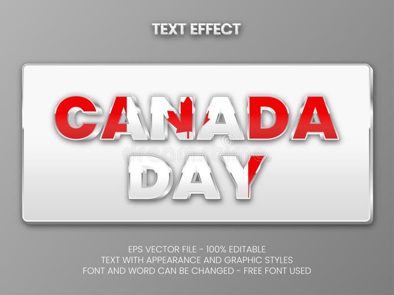 3d Text Effect Canada Flag Style with Silver Color. Stock Vector ...
