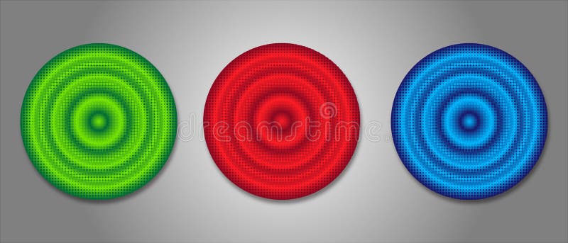 Large 3d Round Buttons of Three Colors Red, Green, Blue, Dot Gradient ...