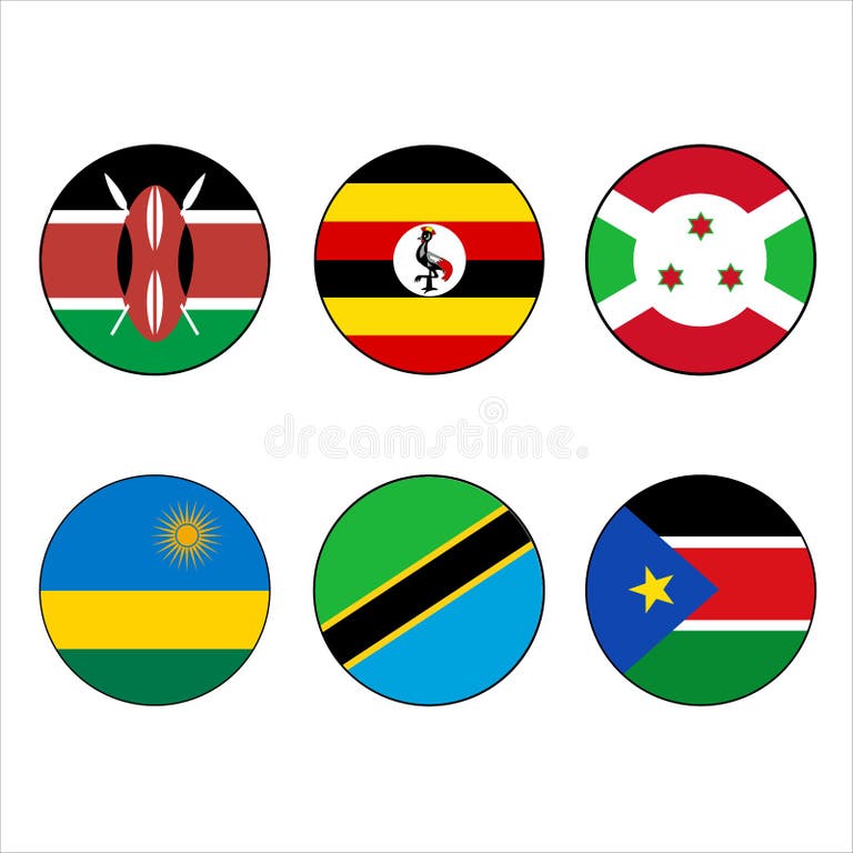 East African Community EAC Flag Vector Circle Icon Set. Stock Vector ...