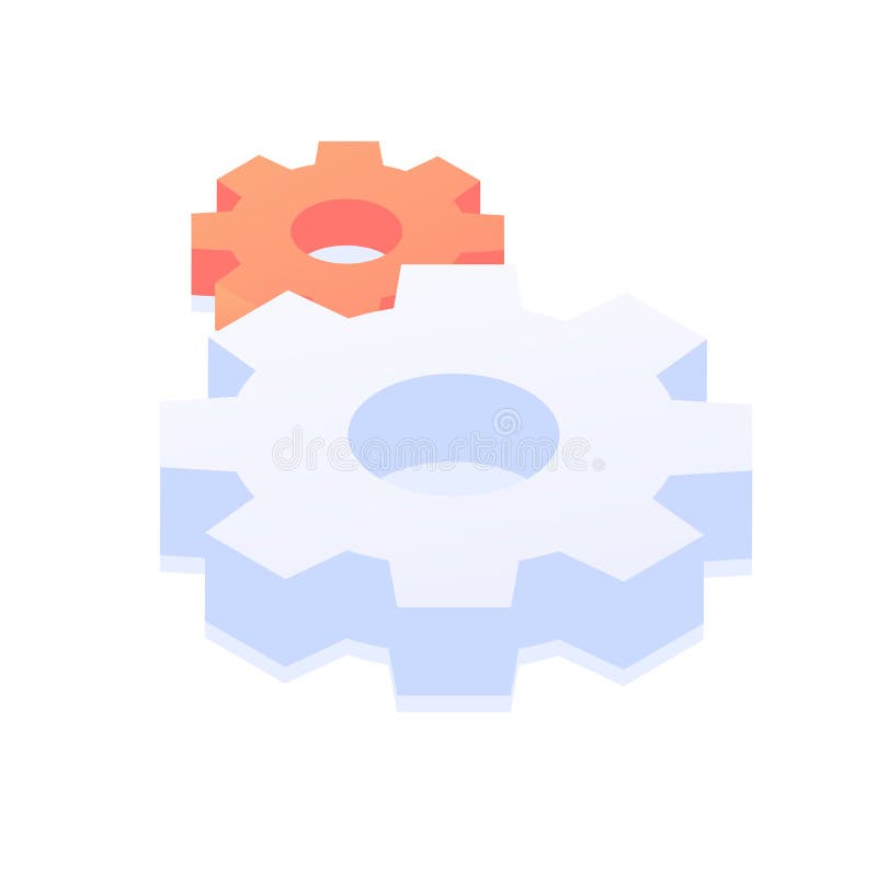 Two Gears. Vector Illustration in Isometric Style. Stock Vector ...