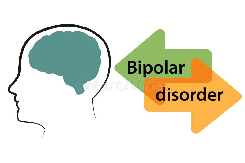 The Concept of Mental Health. Bipolar Disorder Flat Design. Two-faced ...