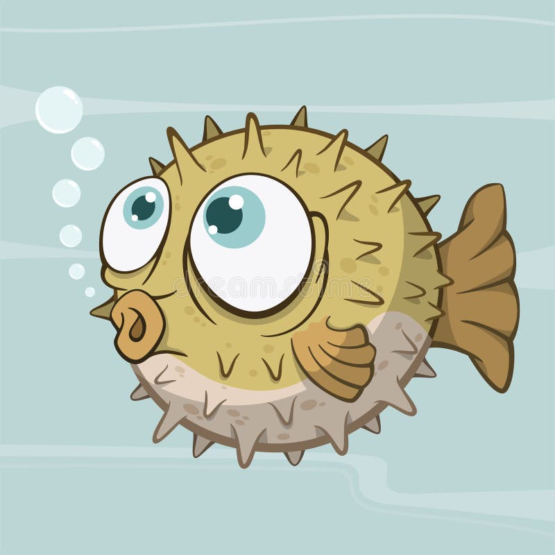 Cute Cartoon Puffer Fish Character Stock Vector - Illustration of ...