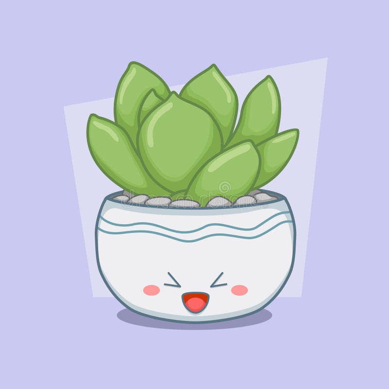 Cartoon Succulent Plant with Cute Pot Stock Vector - Illustration of ...