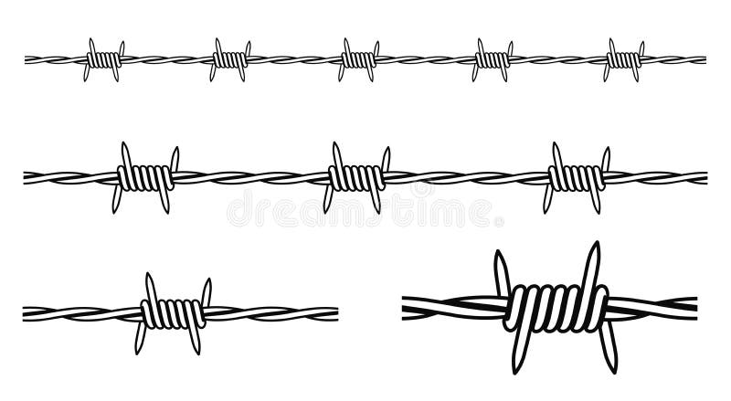 Barbed Wire Outline. Isolated Barbed Wire on White Background Stock ...