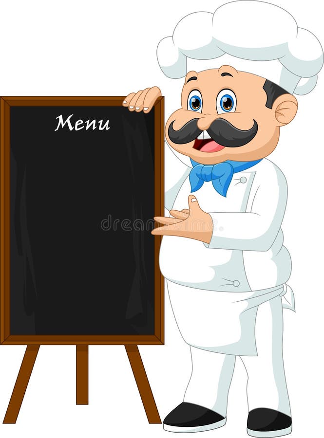 Chef Holding Wooden Menu Board Stock Illustrations – 105 Chef Holding ...