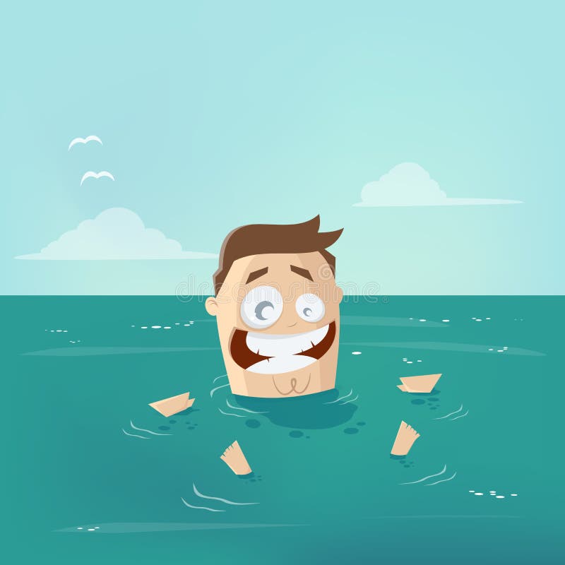 Cartoon Man Floating in Water Stock Vector - Illustration of recreation ...
