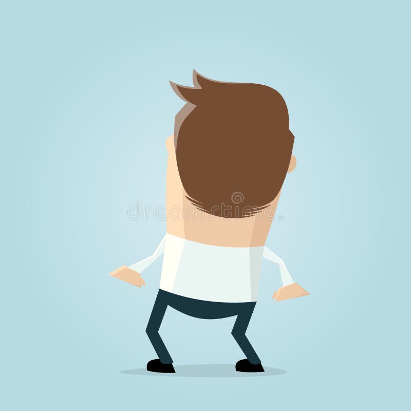 Funny Illustration of a Cartoon Man from Behind Stock Vector ...