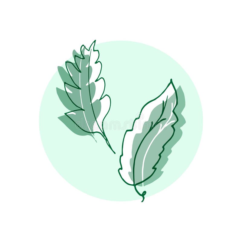 Logo for Nature, Green Leaves Illustration. Hand Drawn Vector. Two ...