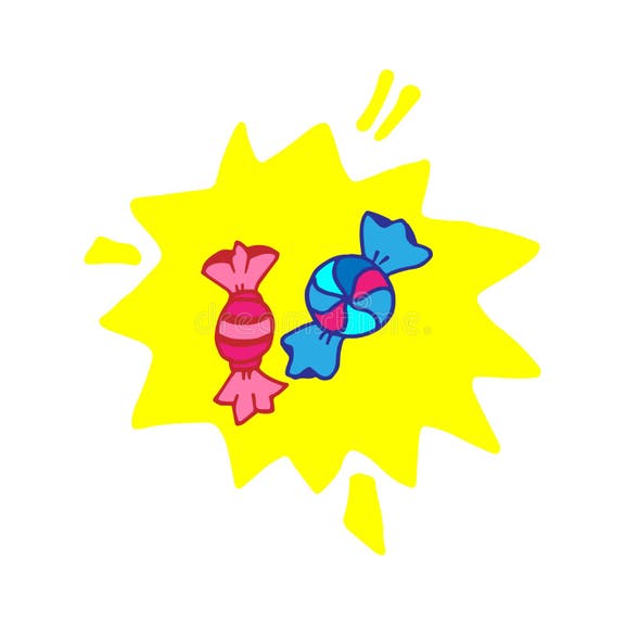 Yellow Candy Illustration – Hand-Drawn Sweet Treats with Paint Splatter ...