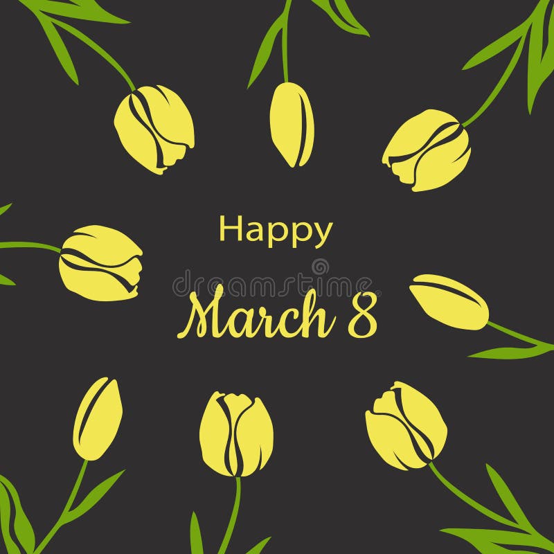 Greeting Spring Card with the Inscription Happy March 8. Stock Vector ...