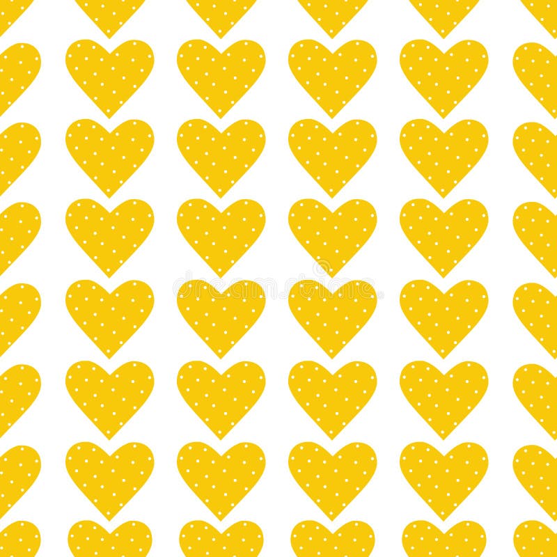 Seamless Pattern of Yellow Hearts with Polka Dots. Stock Vector ...