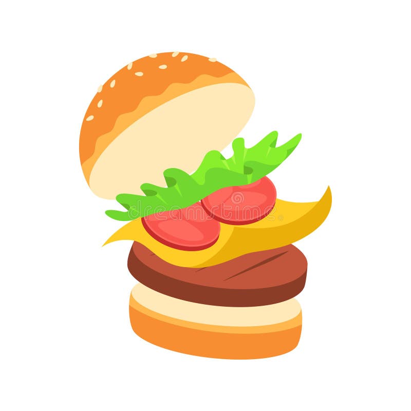 Burger flat design vector stock vector. Illustration of colorful ...