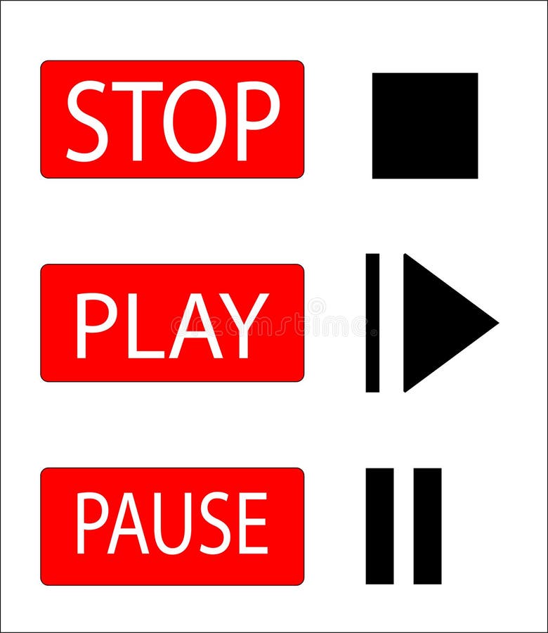An Icon of Stop Play and Pause Stock Illustration - Illustration of ...