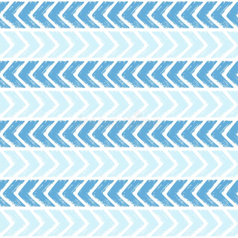 Seamless Modern Pattern with Blue Hand Drawn Linear Arrows Isolated on ...