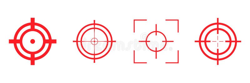 Aim Sniper Shoot Group. Red Target Destination Icon Set Stock ...