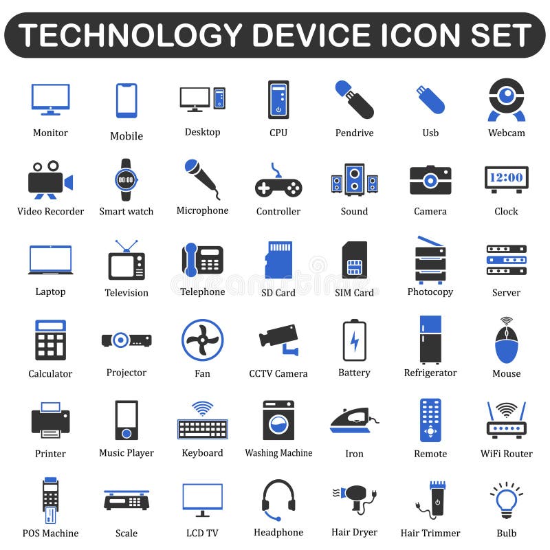 Digital Technology Device Icon Set Stock Vector - Illustration of ...