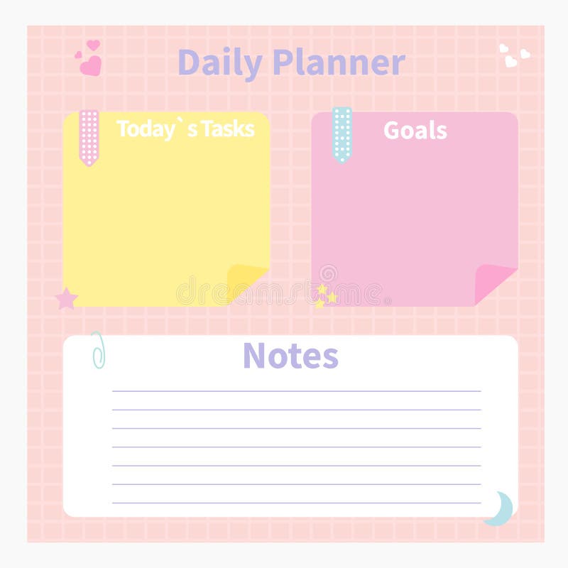 A Diary in Pink and Yellow. Notes. Goals. Stock Vector - Illustration ...