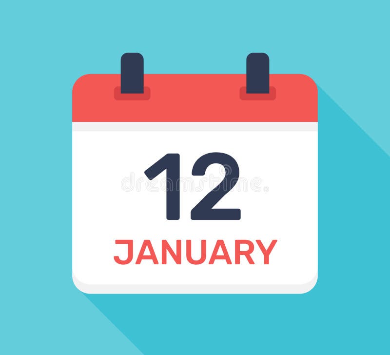 Jan 12 or Twelve of January Calendar Icon Symbol. Stock Vector ...