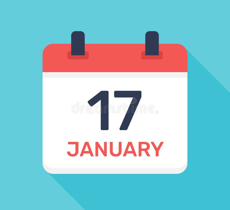January 17 . Calendar Icon with Flat Design Concept Stock Vector ...