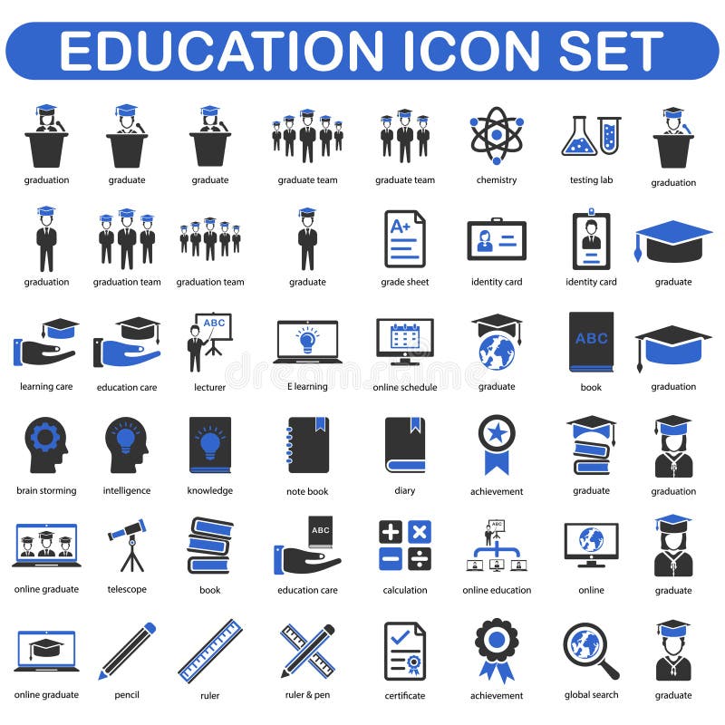 Education icon set vector stock vector. Illustration of calculator ...
