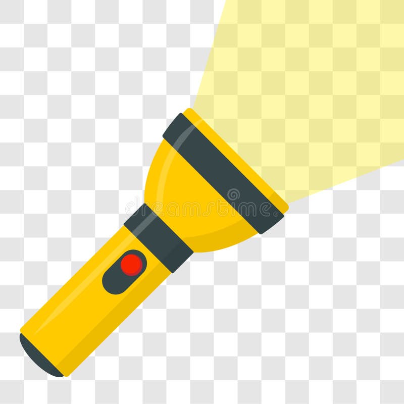 Flashlight Icon Flat Design Yellow Portable Torch Vector Icon ...