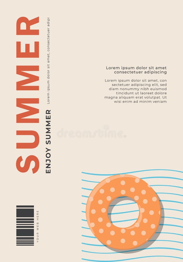 Summer Minimalist Poster Design with Inflatable Float and Vertical Type ...